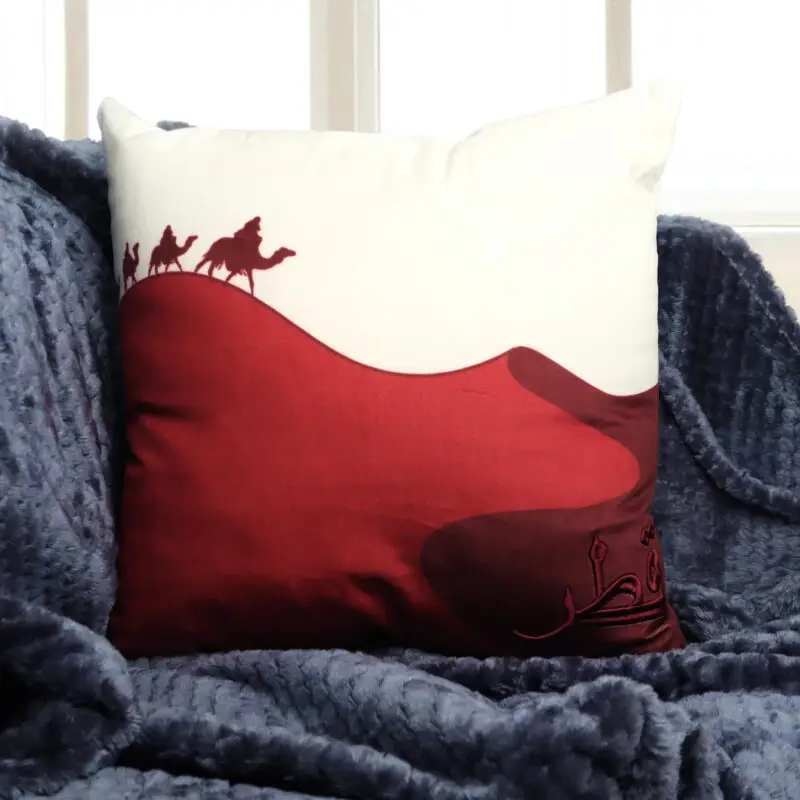 Desert with Qatar Embroidered Cushion – Rankoussi Fabrics and Furniture